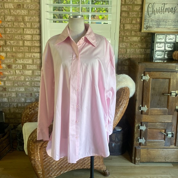 COS | Dresses | Cos Light Oversize Pink Button Down Shirt Dress 4 ...